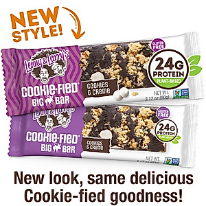Lenny & Larry's Cookie-fied BIG BAR – Cookies and Creme Vegan Protein Bars 12x90g – Healthy Snacks, 24g Plant Protein & 10g Prebiotic Fiber – Gluten free Power Bar, Keto Friendly & Vegan