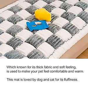 Funnyfuzzy Cream-Coloured Large Plaid Square Pet Mat Bed Couch Cover, Funny Fuzzy Couch Cover, Dog Blankets For Large Dogs, Waterproof Blanket Dog Bed Cover Pet Blanket, For Most Cats Dogs,Pets ( Colo