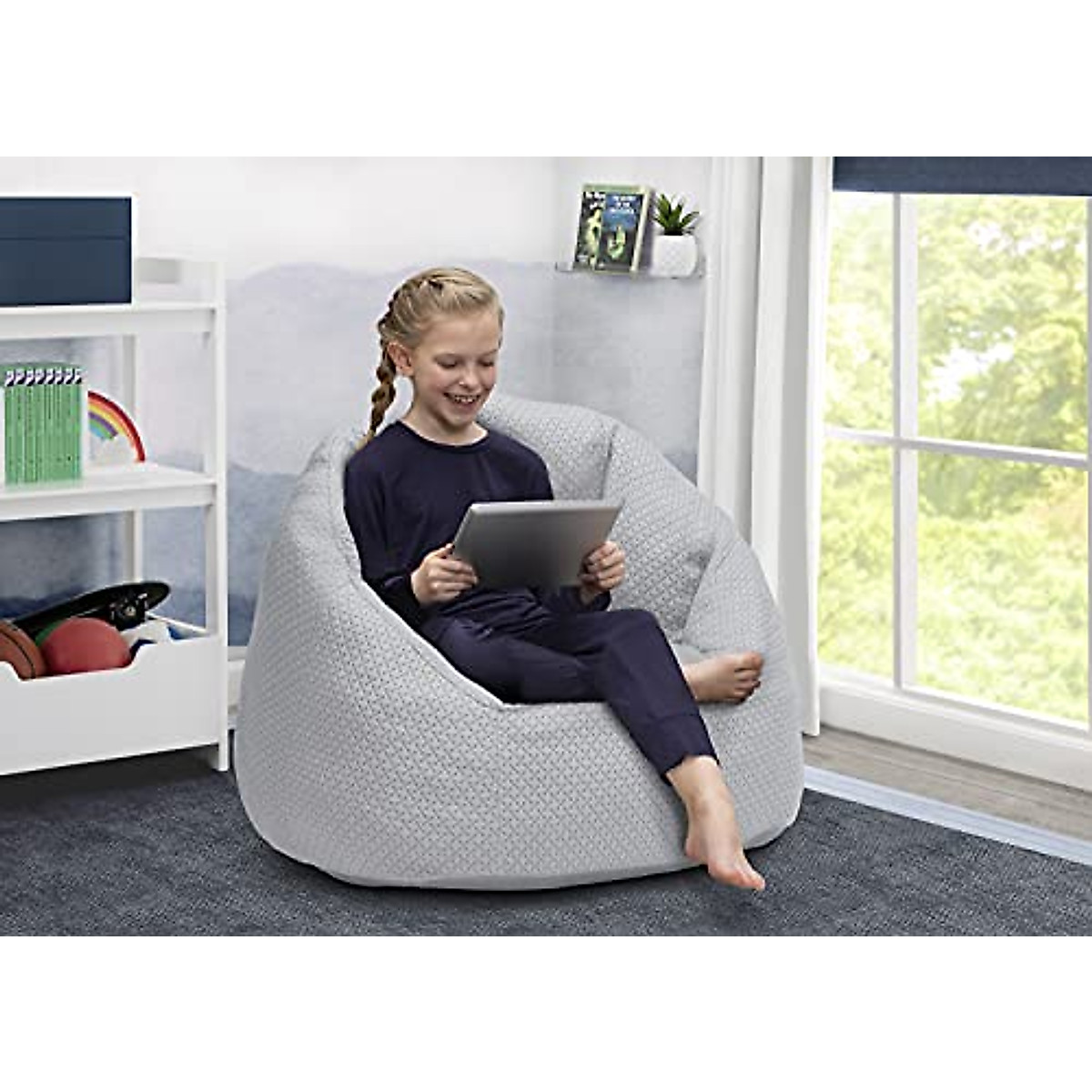 Delta Children Serta I Comfort Cozeee Fluffy Chair, Kid Size, Grey