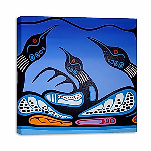 Framed Canvas Wall Art Birds Loons Oil Painting Artwork Picture Posters Wall Decor for Living Room Bedroom Bathroom Office Home Decoration