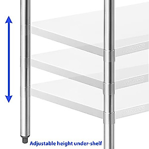 GRIDMANN Stainless Steel Table 48 in. x 24 in., NSF Commercial Kitchen Prep & Work Table w/ Backsplash and Wheels