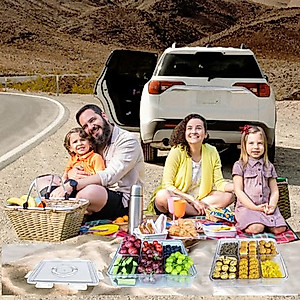 Large Snack Box Container, Clear Divided Serving Tray with Lid and Handle, Portable Snack Tray with Lid for Fruit Veggie Candy, Travel Snackle Box Charcuterie Container for Picnic Party (White, 1 pcs)