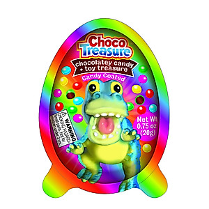 Choco Treasure Surprise Dino Eggs with Chocolatey Candy & Dino Toy | Tray of 10 Eggs | 18 Collectible Toys
