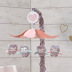 Lambs & Ivy Sweet Owl Dreams Gray/Pink Musical Baby Crib Mobile Soother Toy