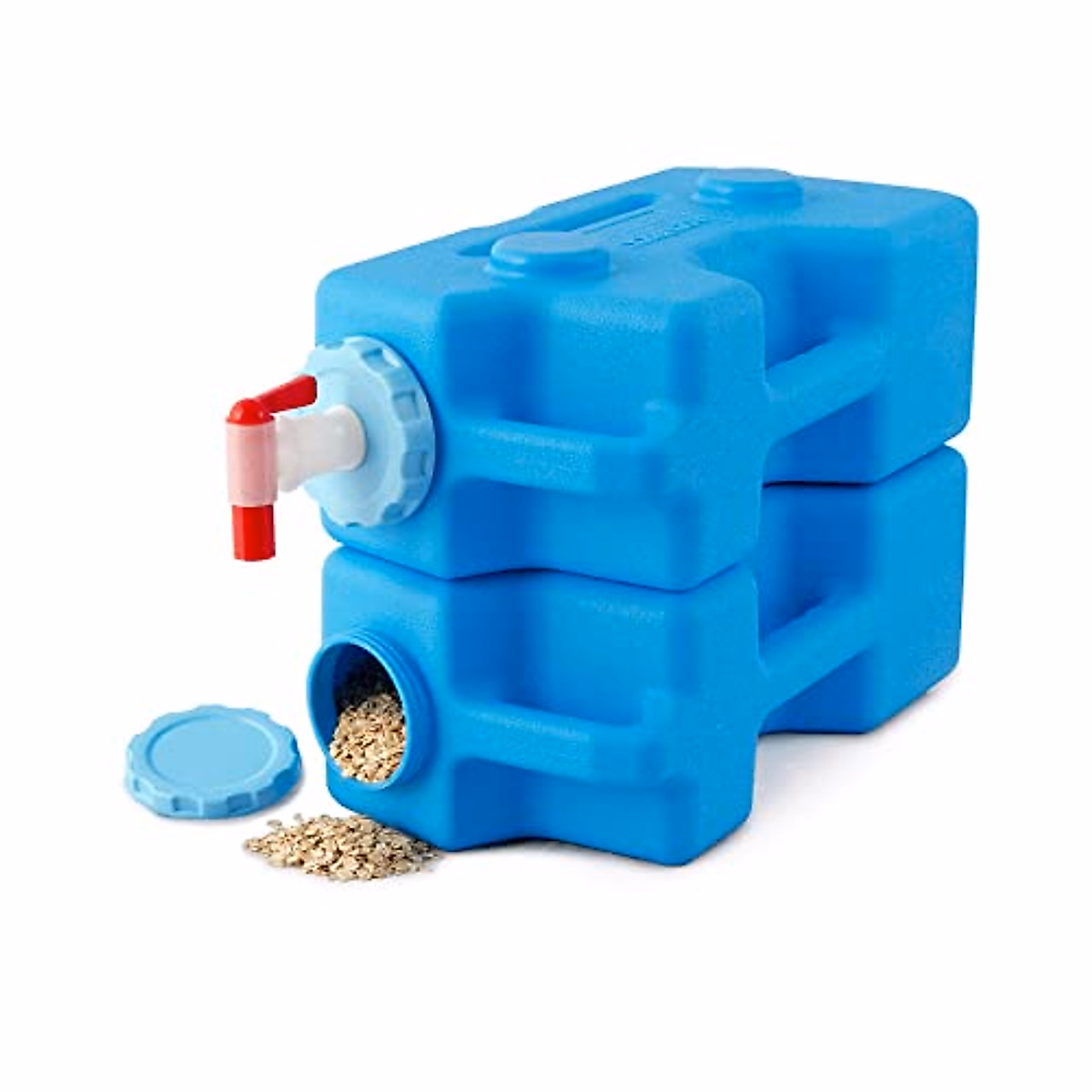 AquaBrick Emergency Water Storage Containers w Ventless Spigot Cap, Portable Stackable Water Storage Containers 3Gal, Long Term Food Storage Containers 20lbs, Outdoor Beverage Dispenser, 2 PK + Spigot