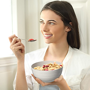 Zubebe Unbreakable Cereal Bowls 24 oz Reusable Lightweight Bowl Dishwasher Microwave Safe Bowl Sets for Eating Rice Soup, Pink, Green, Blue, Beige (Set of 24)