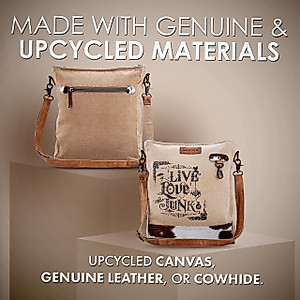 SIXTEASE Womens Shoulder Bag Vintage Style Shoulder Bags for Women - Made with Genuine Leather, Upcycled Canvas, or Hair On - Handmade, Adjustable Strap, Brass and Zinc Hardware - Live Love Junk