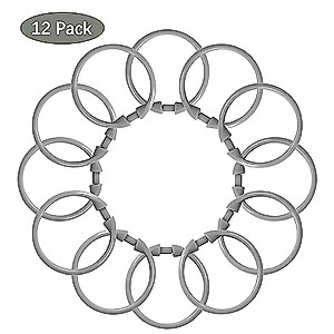 Qulable Grey Shower Curtain Hooks Rings, 12 Pcs Circular Plastic Shower Curtain Rings for Bathroom, Plastic Shower Curtain Hooks for Shower Curtain Rod, Shower Hooks Rings for Shower Curtain