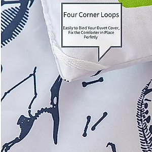 RYNGHIPY Dinosaur Comforter Set for Kids Boys Girls Dinosaur Bedding Set with 2 Pillowcases Soft Breathable Microfiber Comforter Sets for All Season (White,Twin)