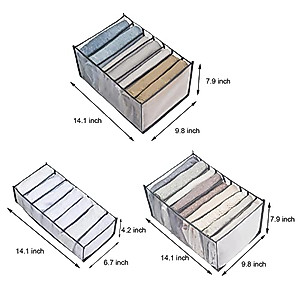 EZBOHO 5 PCS Wardrobe Clothes Organizers Mesh Clothing Drawer Organizer Washable Pants Organizer for Drawer Foldable Compartment Closet Storage Box for Jeans Leggings T-shirts(Gray)