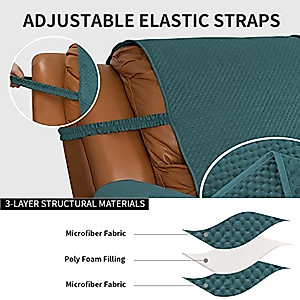 Easy-Going Recliner Loveseat Covers, Water Resistant Reversible 2 Seat Recliner Cover, Velvet Couch Cover, 2 Pieces Double Recliner Sofa Covers for Kids, Dogs, Pets (Recliner Loveseat, Peacock Blue)