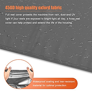 GEHENG Garden Wall Mounted Retractable Hose Reel Cover, 450D Oxford Polyester Coated Tarp, 100% Waterproof Sunscreen Hose Reel Cover, for:Giraffe tools,Ayleid,Gardena and More.grey,24"L x18"Wx24H".