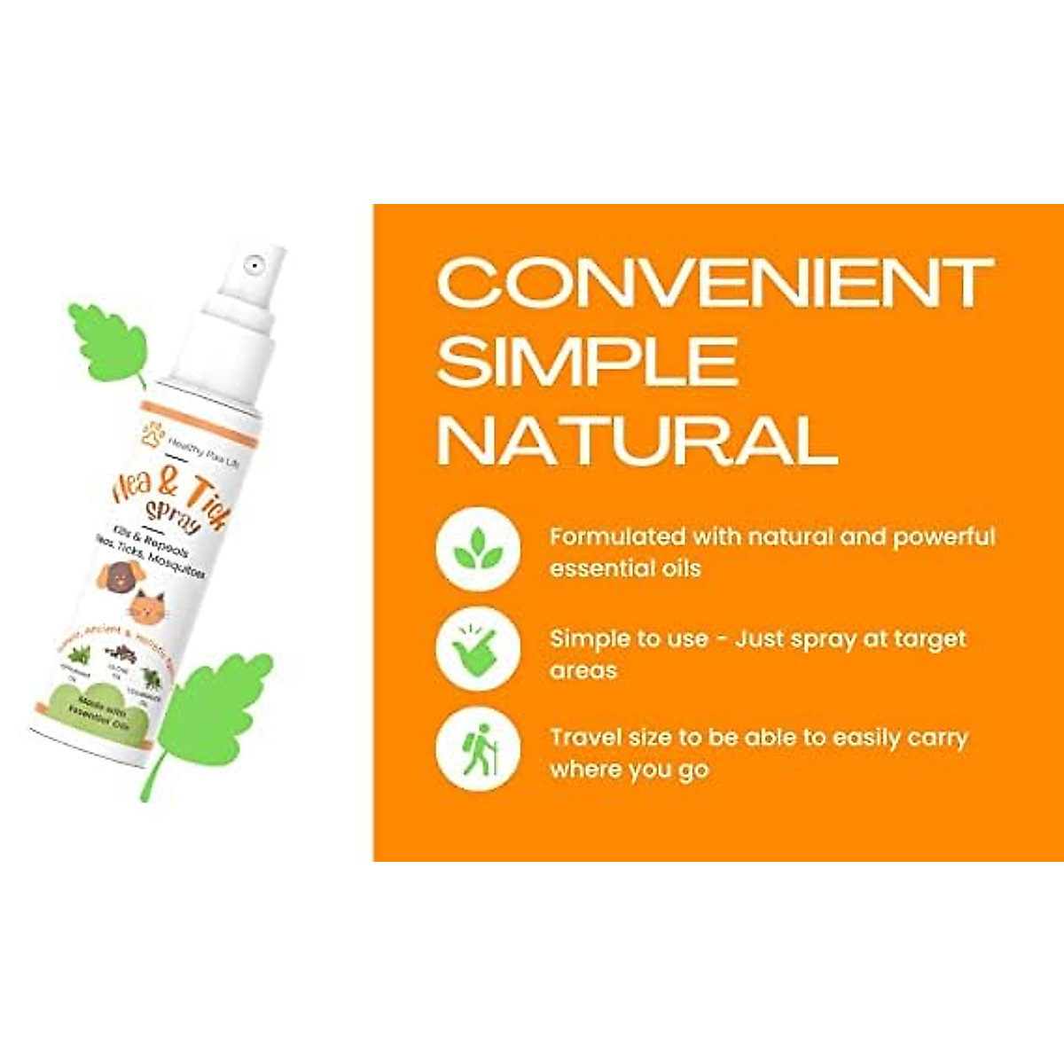 Flea and Tick Spray for Fleas, Ticks and Mosquitoes - Application for Dogs, Cats and Home (100 ml)