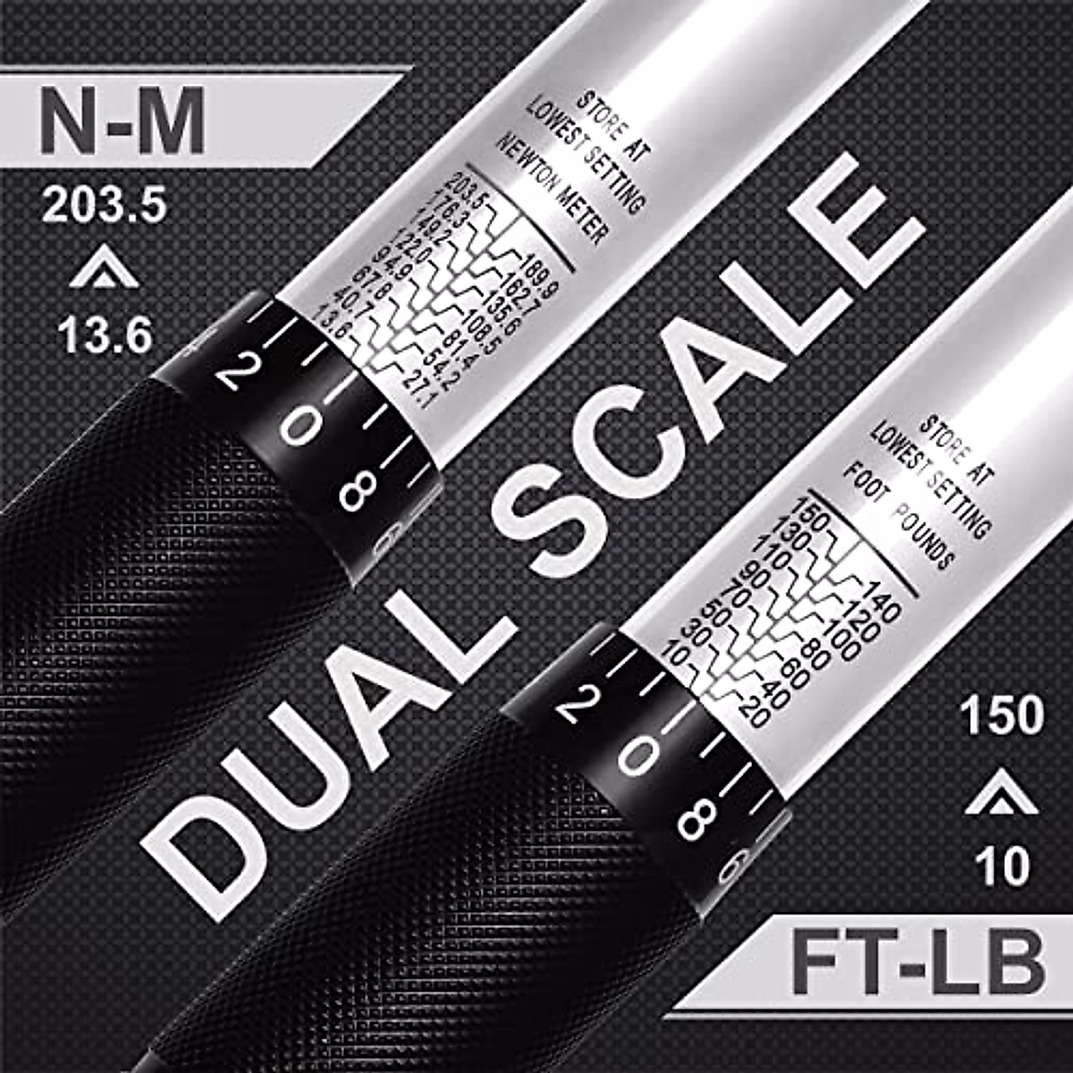 EPAuto 1/2-inch Drive Click Torque Wrench, 10~150 ft./lb., 13.6 ~ 203.5 N/m