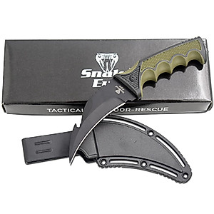 Snake Eye Tactical 9" Hunting Survival Knife Curve Saw Back Blade With Molded Sheath. (GN-3)