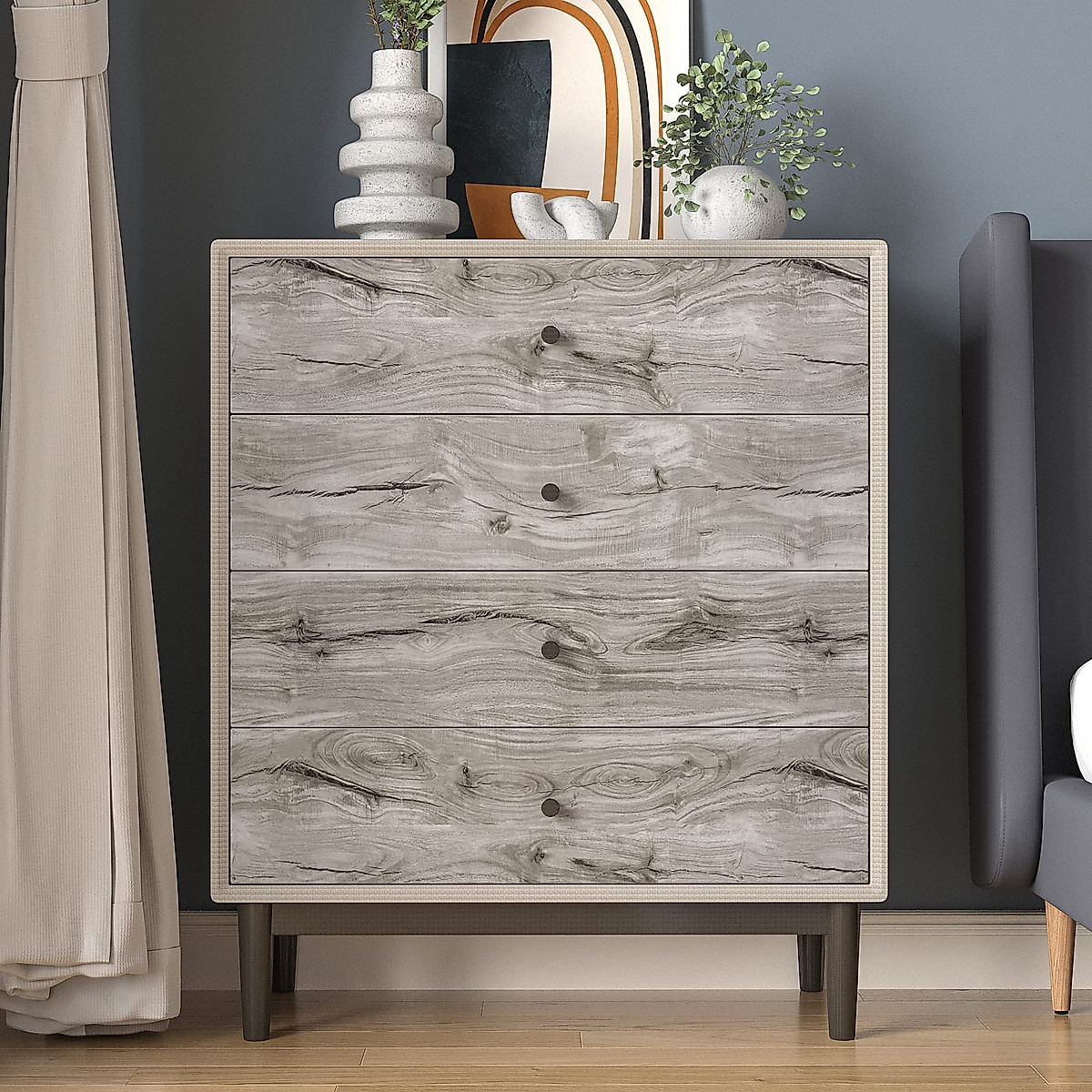 Wallercity 24''x118'' Grey Wood Contact Paper for Countertops Peel and Stick Wallpaper for Cabinets Wooden Countertops Contact Paper Vinyl Waterproof Kitchen Stick Paper for Shelf Liner Removable