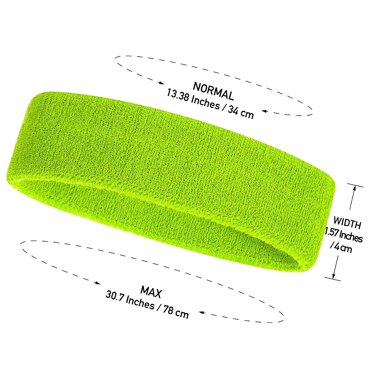 ONUPGO Kids Sweatbands Headband Wristband Set - Athletic Cotton Sweat Band for Sports (1 Headband + 2 Wristbands) (Neon Green)