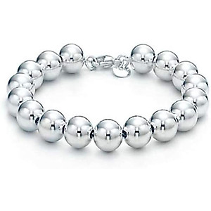Verona Jewelers Sterling Silver 4MM-10M Italian Bead Ball Chain Bracelet- Handmade Bead Italian Bracelet, Silver Bead Bracelet For Women (7.5, 8MM)