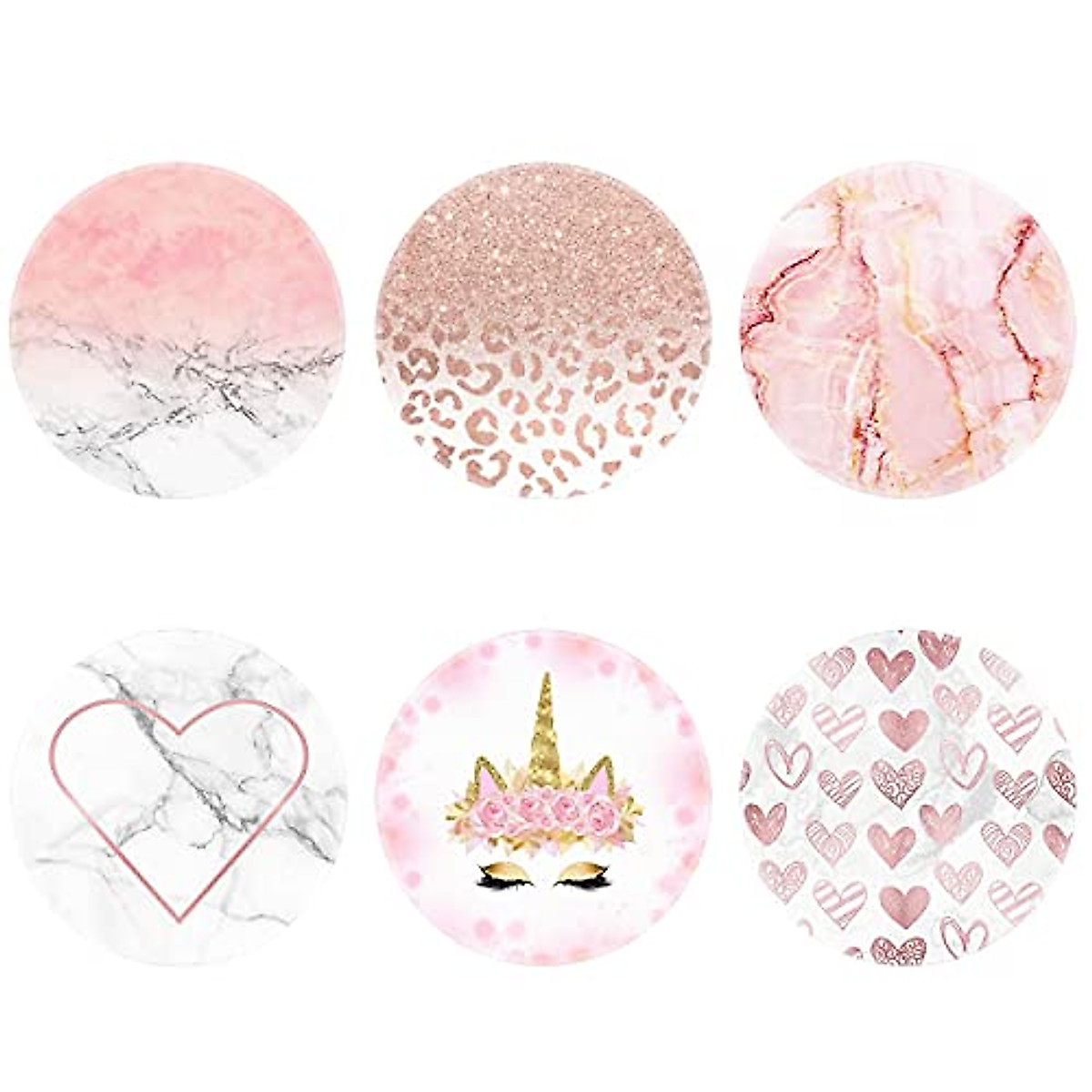 6 Pack/Expanding Phone Mount Grip Holder for Cellphone,Collapsible Stand - Blush Watercolor Ombre Pink Unicorn White Marble Heart Rose Gold Leopard