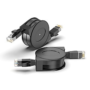 CNCOB Retractable Ethernet Cable Cat6 5.9 ft Ethernet Cable 2 Pack Flat LAN Cable High Speed Outdoor Ethernet Patch Cord for Laptop Travel (5.9 feet(1.8M))