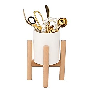 SIEBOLD Cutlery Holder White Ceramic With Black Metal Bracket Robust Silverware Caddy（1 pieces） H 5.9*W 4.33 inch