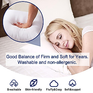 HITO 18x18 Pillow Inserts (Set of 2)- 100% Cotton Covering Down Alternative Throw Pillows White for Couch Bed Sofa