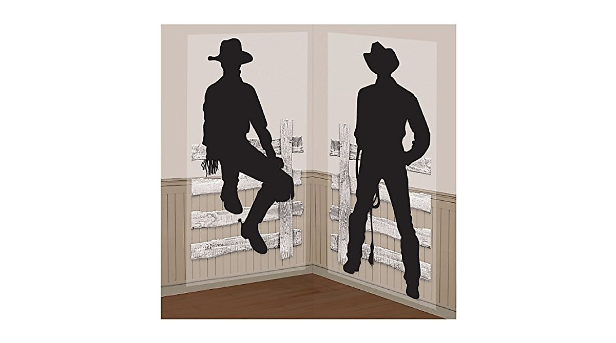Black Silhouette Cowboy Scene Setters | Western Party Decor