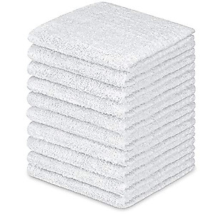 DecorRack 10 Pack 100% Cotton Wash Cloth, Luxurious Soft, 12 x 12 inch Ultra Absorbent, Machine Washable Washcloths, White (10 Pack)