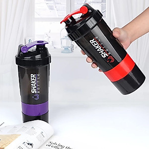 Protein Shaker Bottle for Protein Mixes, 17 OZ, Leak Proof Easy Clean Up BPA Free, Tasteless, Safe Material No Blending Ball or Whisk Needed Blender Shaker Bottle Gym shaker bottle (Black), Blue