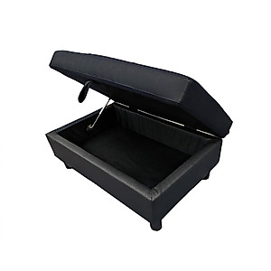 ERYE L-Shaped Corner 5 Seaters Sectional Sofa Chaise & Storage Ottoman,Modern Faux Leather Sectional&Sofa Couch with 2 Pillows for Home Office Apartment Living Room Furniture Sets, Black PU Left