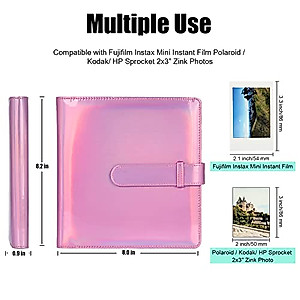 256 Pockets Photo Album for Fujifilm Instax 11 12 9 40 Mini Camera, Polaroid Camera, Photo Album for Fujifilm Instax Mini Evo Liplay 90 8 7+ Instant Camera, Polaroid HP Zink 2x3" Photos (Magic Pink)