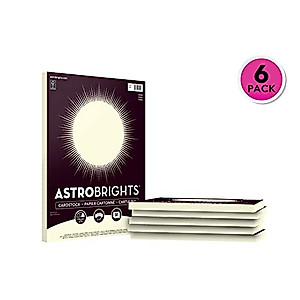 Astrobrights Colored Cardstock, 8.5" x 11", 65 lb/176 gsm, Cream", 50 Sheets (Pack of 6) - 300 Sheets in Total (91518)