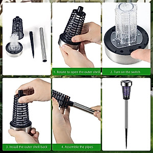 4 Pcs Solar Bug Zapper Outdoor 2024 Gnat Zapper Mosquito Killer for Bug Gnat Fly Small Flying Insect, Professional Bug Lights for Outside, Waterproof Mosquito Repellent for Patio Yard Farm Garden
