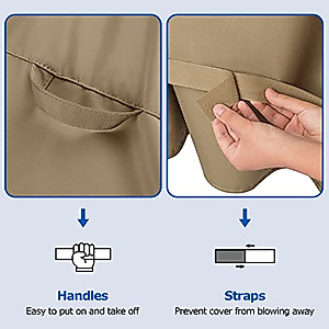 SunPatio Grill Cover 55 Inch for Outdoor Grill, Heavy Duty BBQ Cover with Waterproof Sealed Seam, FadeStop Material, All Weather Resistant Compatible for Weber CharBroil Nexgrill Grill and More, Taupe