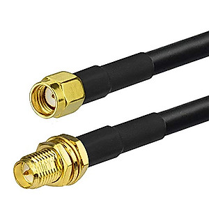 Eightwood RP-SMA Male to RP-SMA Bulkhead Female ALSR240 Extension Cable 20 Feet for WiFi Antenna, Wireless Router, PCIe Network Card, Security IP Camera