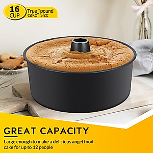 E-far Angel Food Cake Pan, 10-Inch Non-stick Tube Pan for Baking Pound Chiffon Cake, One-piece Design, Easy Release & Clean