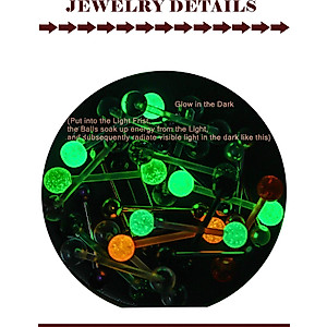 Prjndjw 14G, 3/4in(19mm) L, 30PCS, 5mm Ball Barbell Tongue Ring. Surgical Steel Nipple Piercing/Glow in The Dark/Created Pearl/Body Jewelry for Woman Unisex