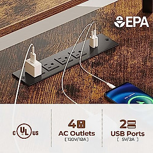 Rolanstar L Shaped Gaming Desk with Drawer, 55.1" Reversible Computer Desk with Power Outlets & LED Lights, Home Office Desk with Monitor Stand & Storage Shelf, Desk with Hooks Rustic Brown