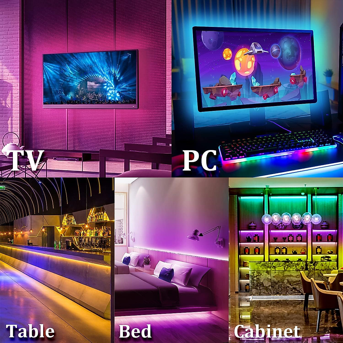 DAYBETTER LED Lights for TV 14.8ft,TV LED Backlight for 65-75Inch, RGB Behind TV LED Lights for Bluetooth,Music Sync APP and Remote Control, Strip Lighting for Christmas Gaming Room HDTV Mood