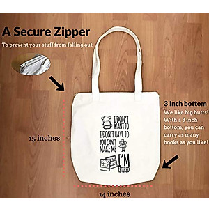Retirement Tote Bag With A Zipper - Two Open Pockets and One Zipper Compartment - Retirement Gift Bag - Men and Women Retirement Gifts