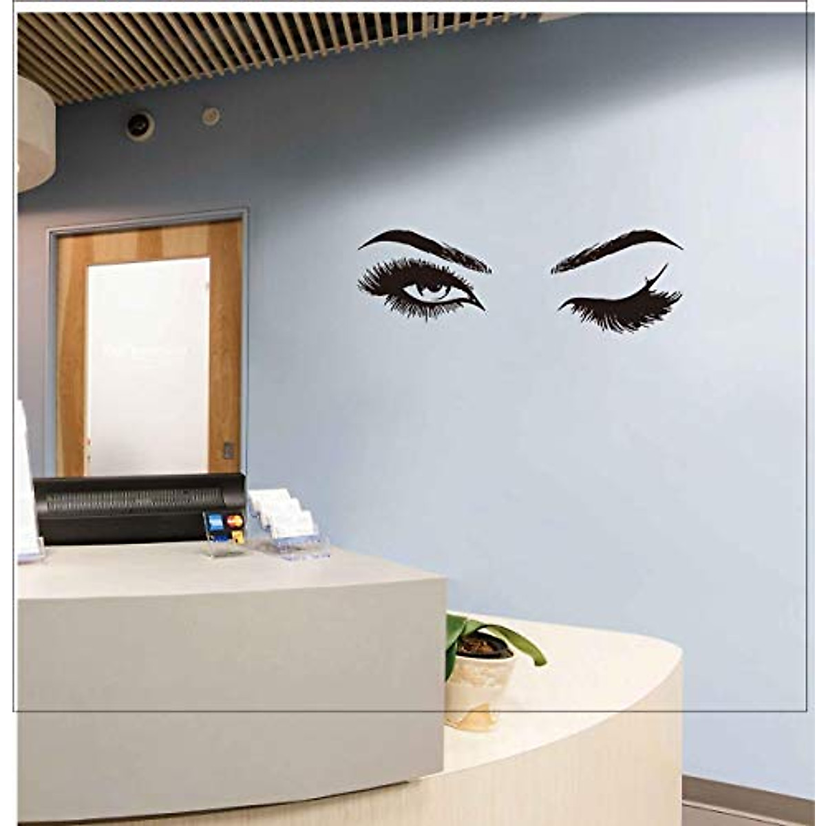 DXLING 49.2inch Large Beauty Salon Eyelash Wall Decor Stickers Make Up Store Home Decoration Murals (LC560 Black）