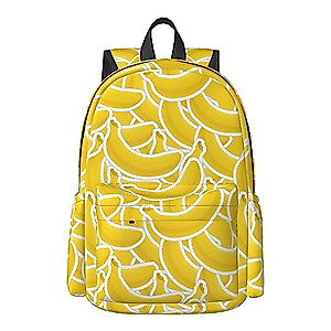 FeHuew 17 inch Backpack Banana Yellow Pattern Seamless Laptop Backpack School Bookbag Shoulder Bag Casual Daypack