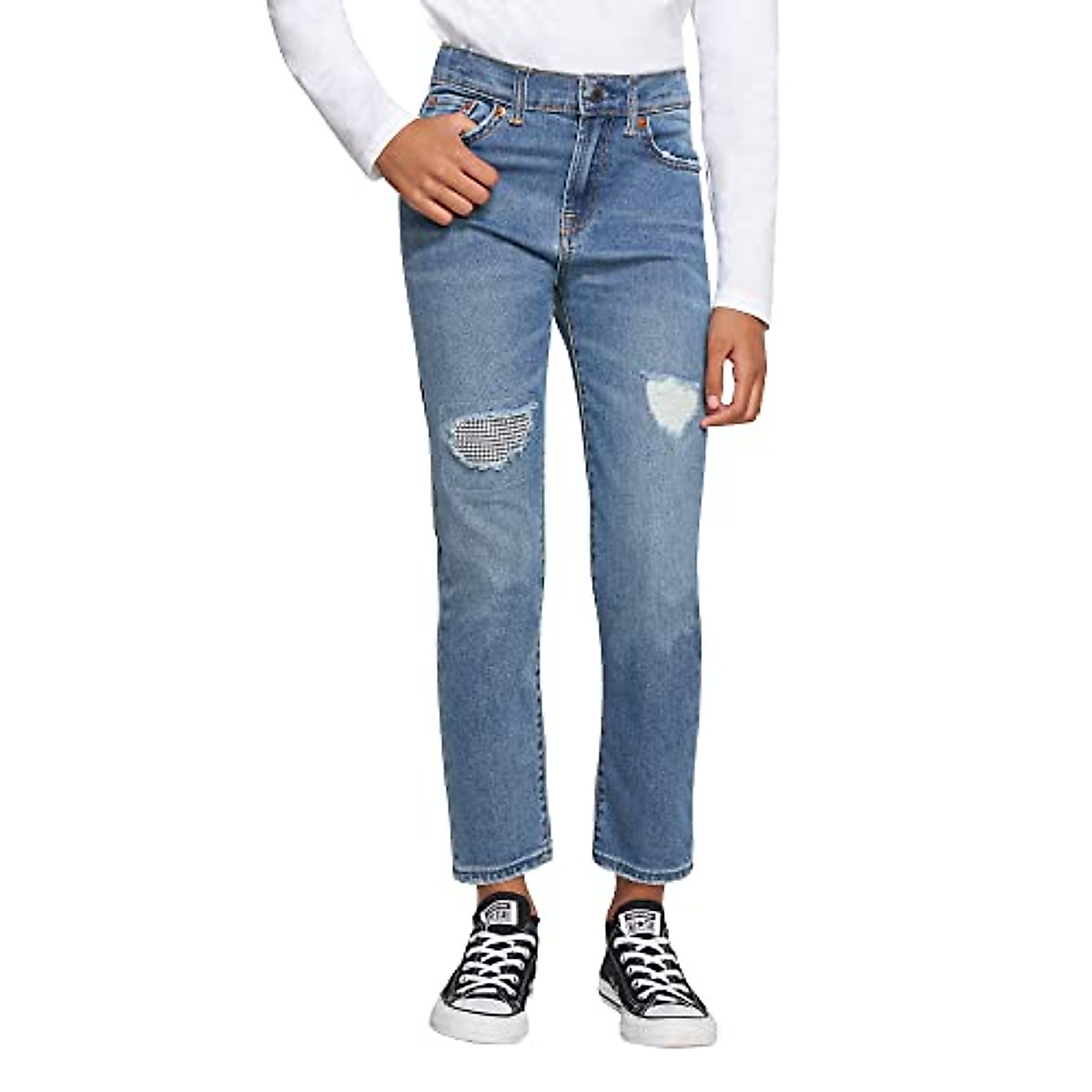 Levi's Girls' High Rise Straight Fit Jeans, Pyraminds, 8