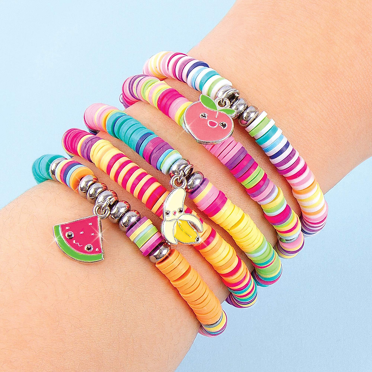 Make It Real - Heishi Beads with Storage Case - Jewelry & Charm Bracelet Making Kit with Storage Case - Friendship Bracelet Set with Beads, Charms & Thread - Arts & Crafts Bead Kit for Girls