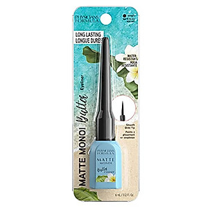 Physicians Formula Matte Monoi Butter Liquid Matte Eyeliner, Eye Makeup, Dermatologist Tested, Black, Brush Eye Liner