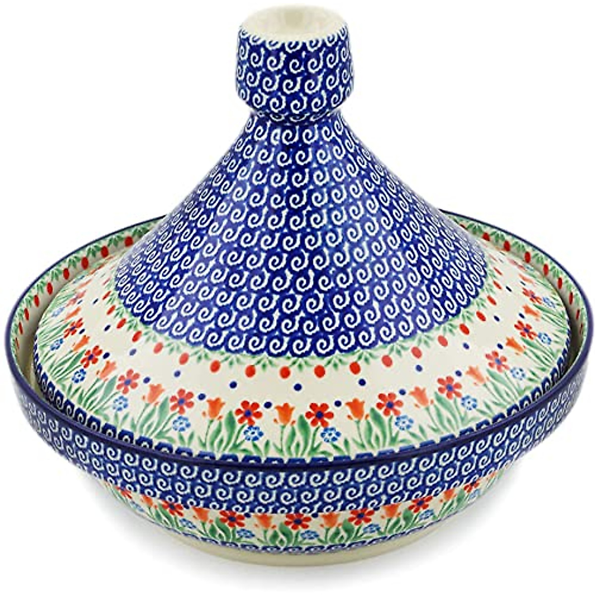Polish Pottery 56 oz Tagine Pot made by Ceramika Artystyczna (Babcia's Garden Theme) + Certificate of Authenticity