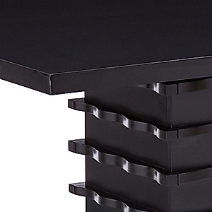 King's Brand Black Finish Wood Wave Design Dining Room Kitchen Table