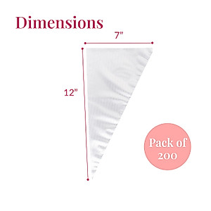 200 Pieces Anti Burst Piping Bags - 12 Inch | Pastry Bags | Icing Piping Bags | Tipless Piping Bags | Icing Bags | Frosting Bags | Piping Bag