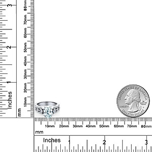 Gem Stone King 925 Sterling Silver Sky Blue Aquamarine Engagement Ring For Women (1.66 Center Stone: 8X6MM Oval, Gemstone Birthstone, Available In Size 5, 6, 7, 8, 9)