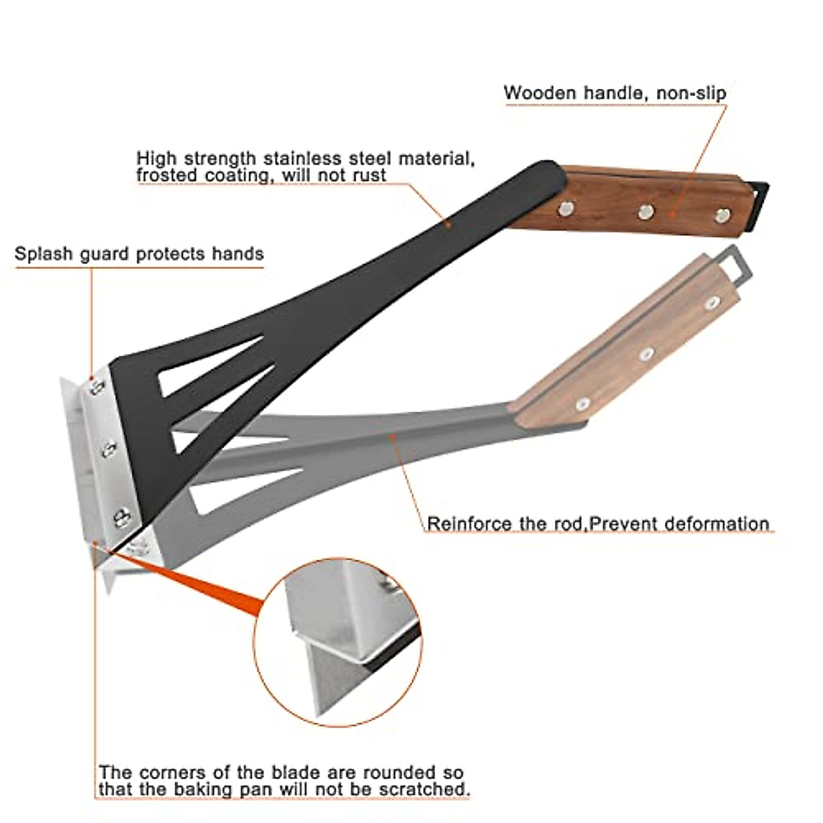 Vidor Heavy Duty Griddle Scraper,Grill Scraper Set with Wooden Handle and 2 Replacement Blades for Griddle, BBQ Racks, Flat Top Cookers.Black